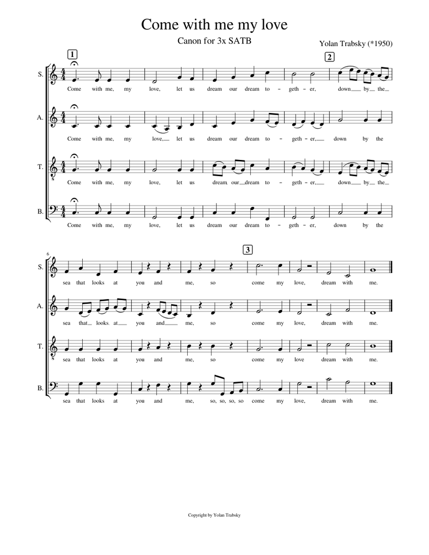 Come with me my love (SATB) Sheet music for Piano (Mixed Quartet ...