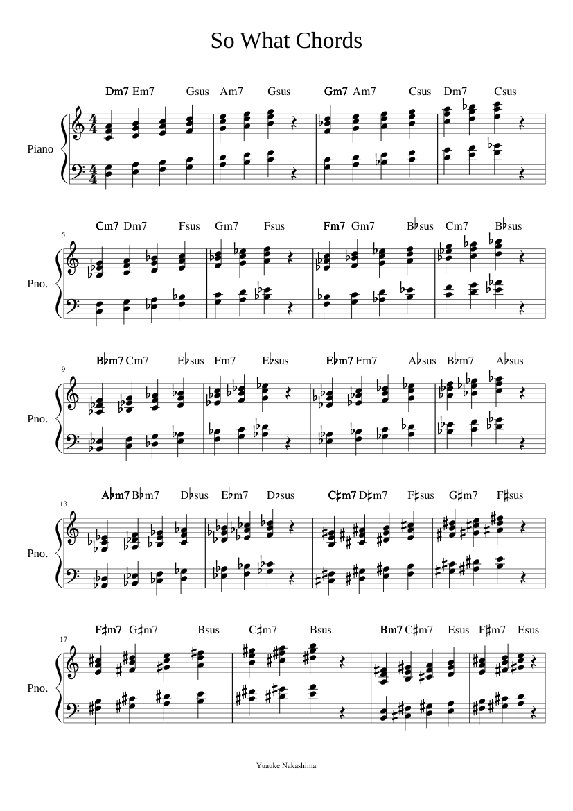 So What Chords - piano tutorial