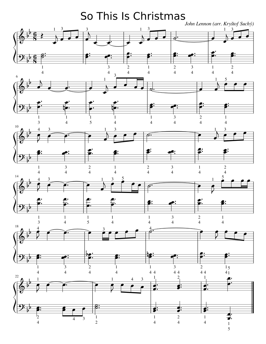So This Is Christmas - John Lennon Sheet music for Piano (Solo) Easy ...