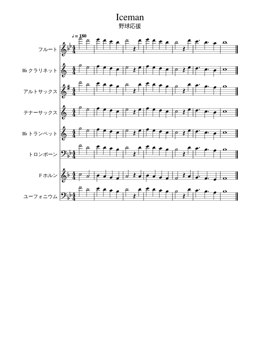 Iceman Sheet music for Trombone, Euphonium, Flute, Clarinet in b-flat ...
