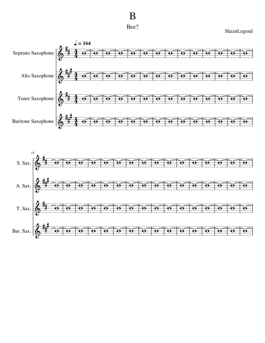 B Sheet music for Saxophone alto, Saxophone tenor, Saxophone baritone ...