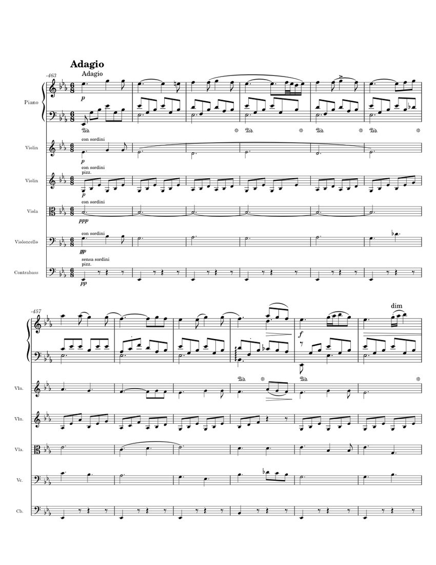 Piano Concerto No.2, H 31 – Adagio orchestrated John Field Sheet music ...