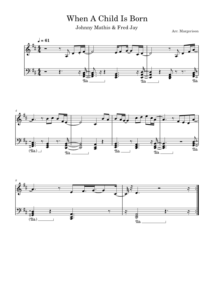When A Child Is Born – Johnny Mathis & Fred Jay Sheet music for Piano ...