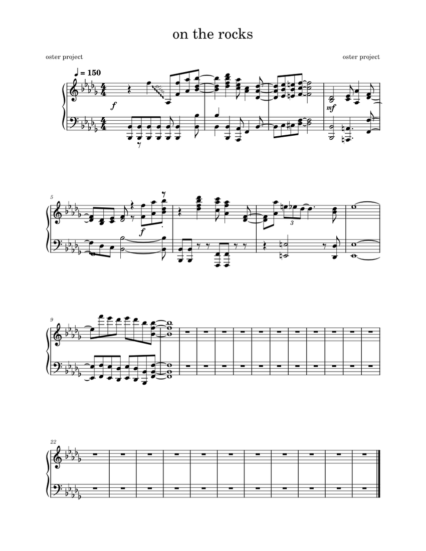 On the rocks – OSTER Project Sheet music for Piano (Solo) Easy ...