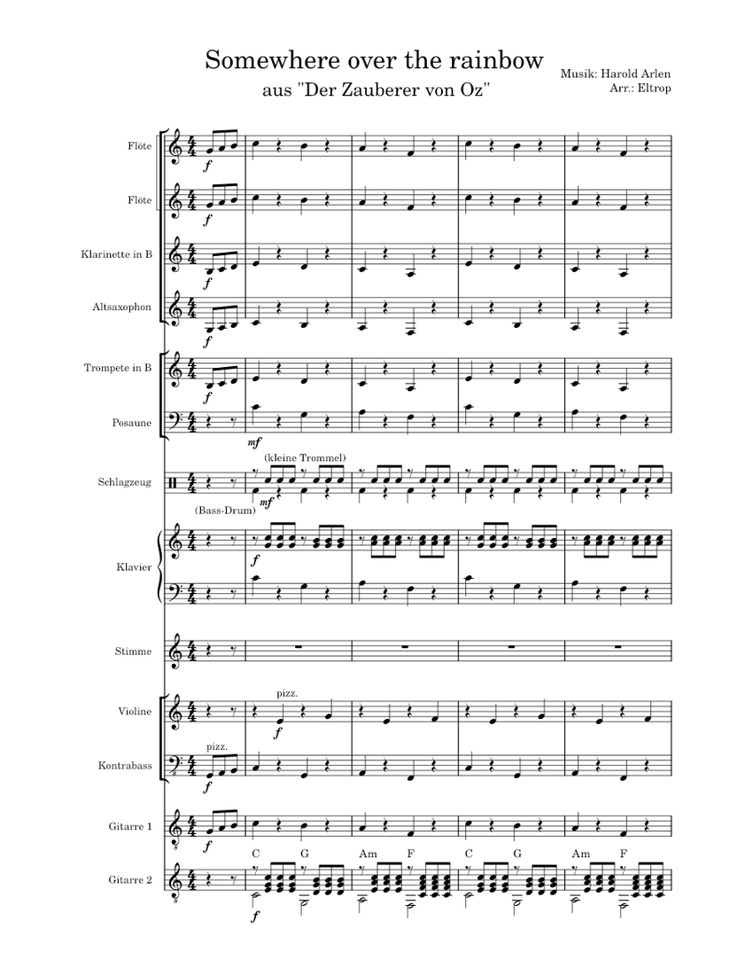 Somewhere Over The Rainbow – Judy Garland - piano tutorial