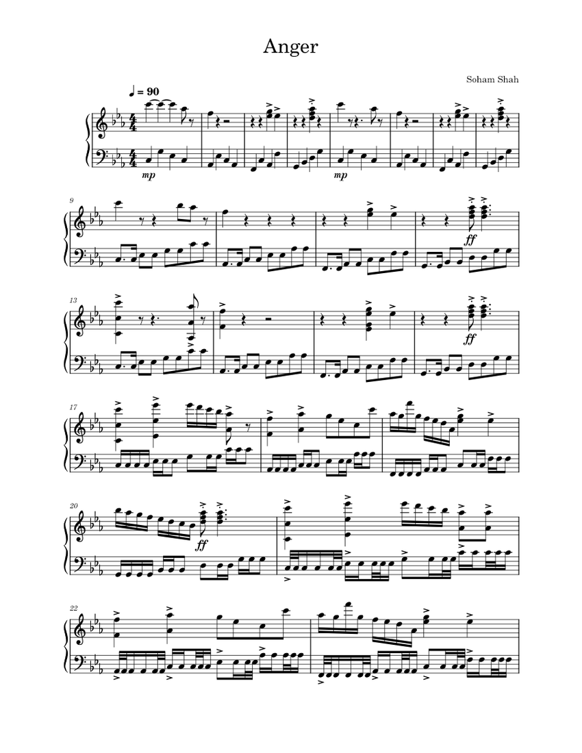 Anger Sheet music for Piano (Solo) | Musescore.com