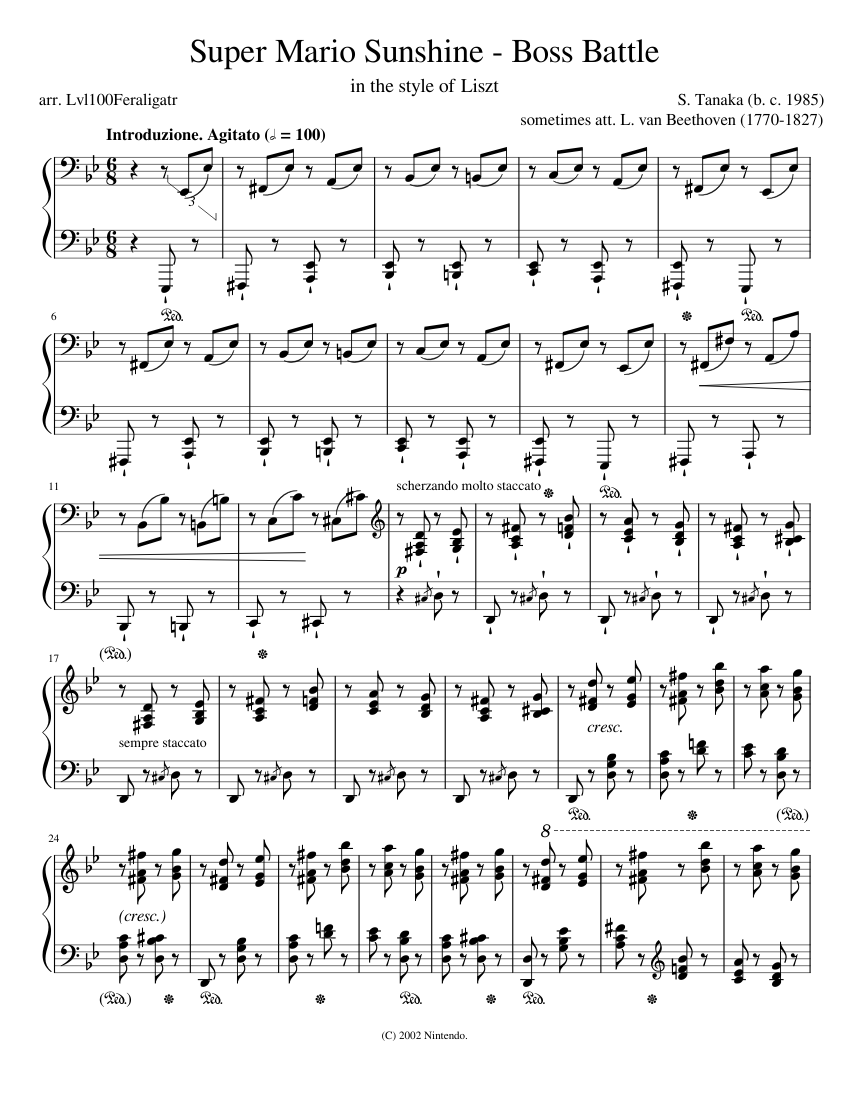 Super Mario Sunshine - Boss Battle - Liszt Style (Warning: DIFFICULT ...