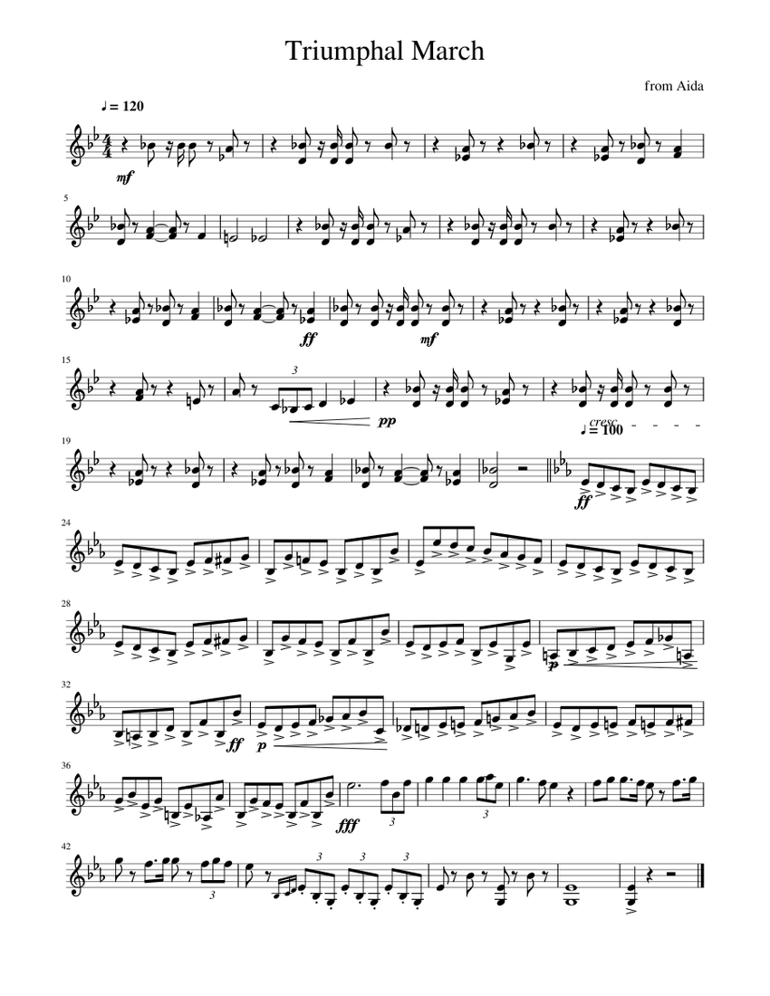 Triumphal March from Aida Sheet music for Violin (Solo) | Download and ...