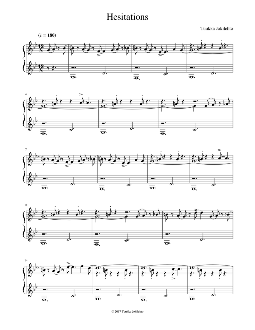 Hesitations Sheet music for Piano (Solo) | Musescore.com