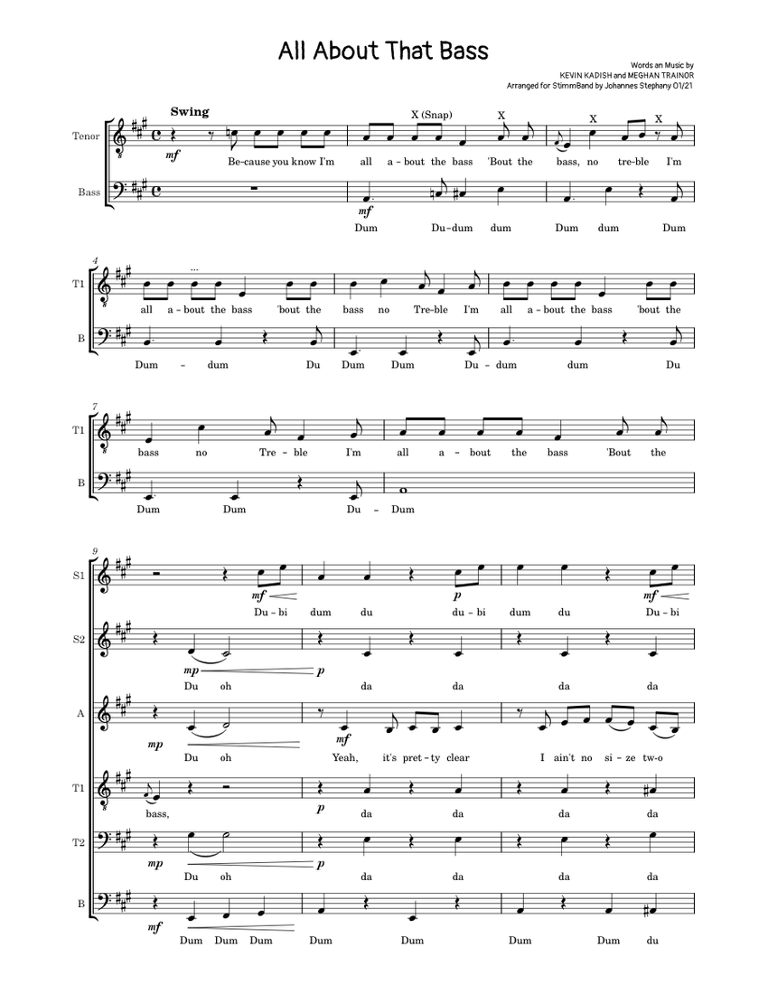 All about that bass - SSATTB Sheet music for Soprano, Alto, Tenor, Bass ...
