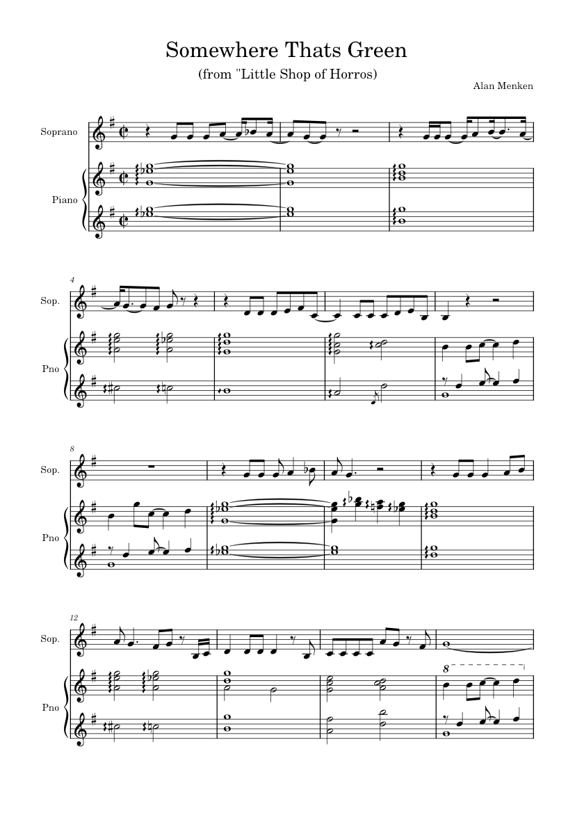 Somewhere Thats Green Sheet Music for Piano, Synthesizer (Piano-Voice ...