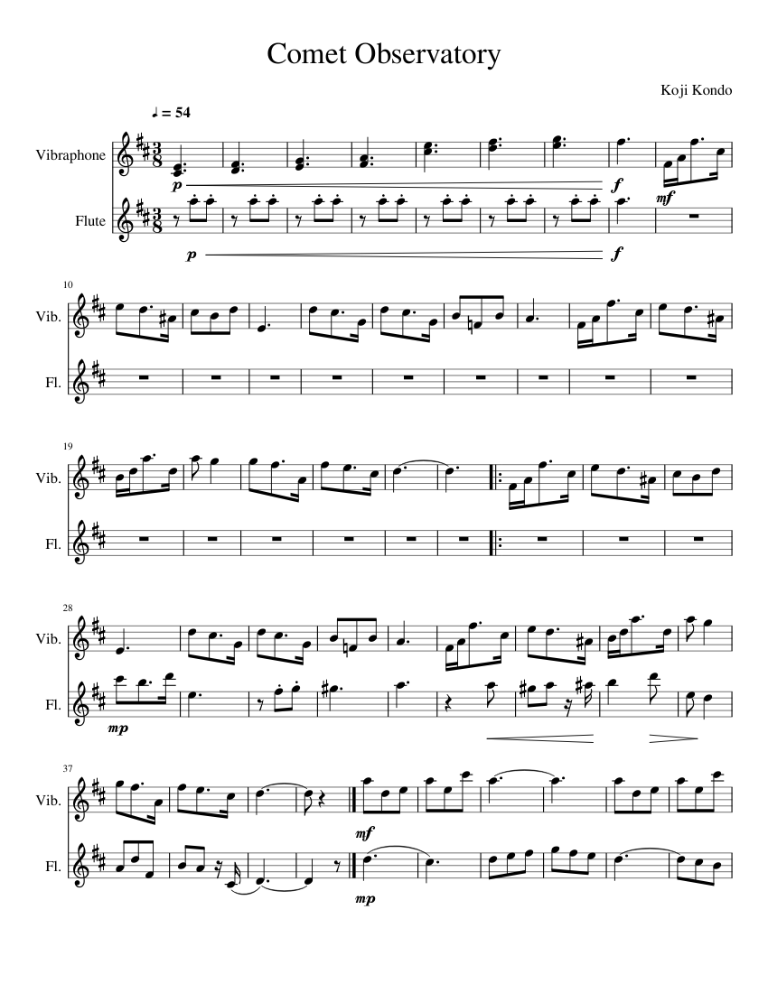 Comet Observatory - Vibraphone and Flute Sheet music for Flute ...