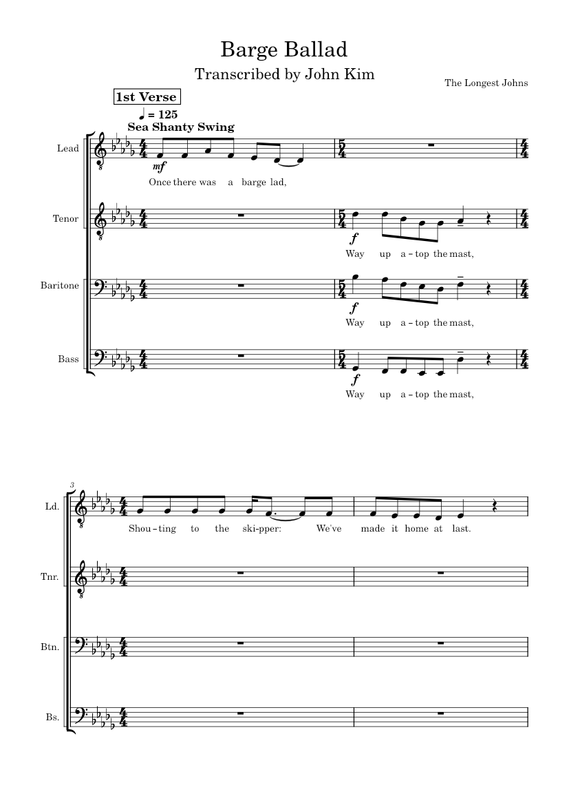 Barge Ballad – The Longest Johns Sheet music for Tenor, Bass voice (Men ...