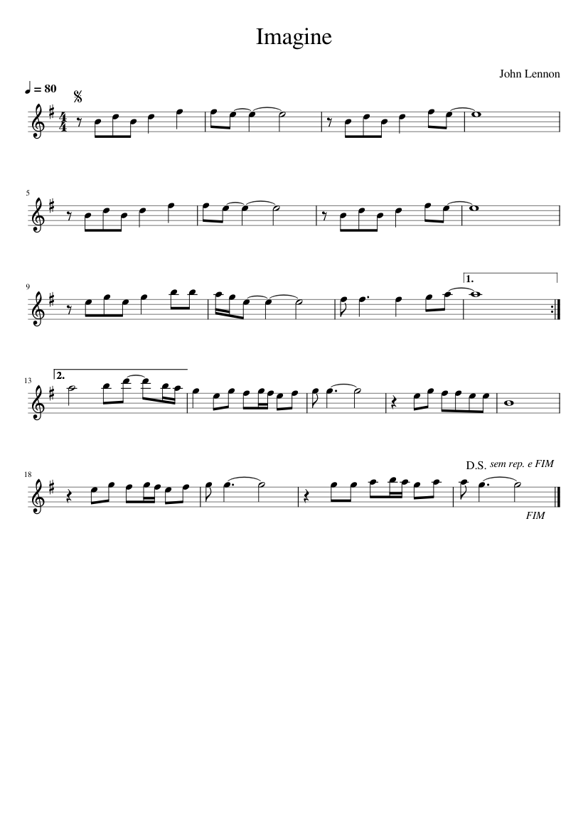 Imagine – John Lennon Sheet music for Flute (Solo) | Musescore.com