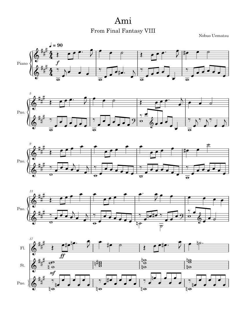 Ami Sheet Music for Piano, Flute, Strings - bowed (other) (Mixed Trio ...