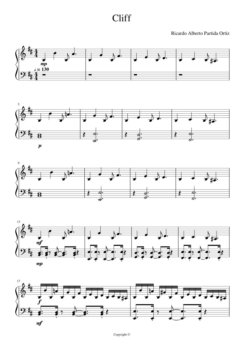 Cliff Sheet music for Piano (Solo) | Musescore.com