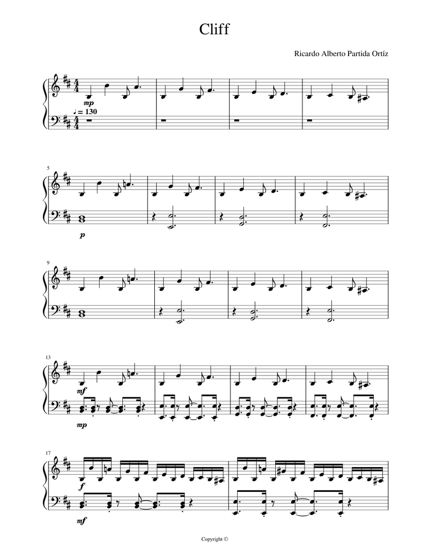 Cliff - piano tutorial