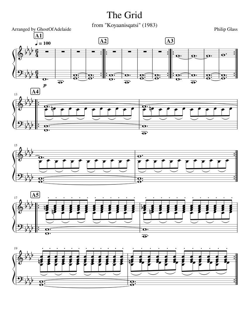Philip Glass - The Grid Sheet music for Piano (Solo) | Musescore.com