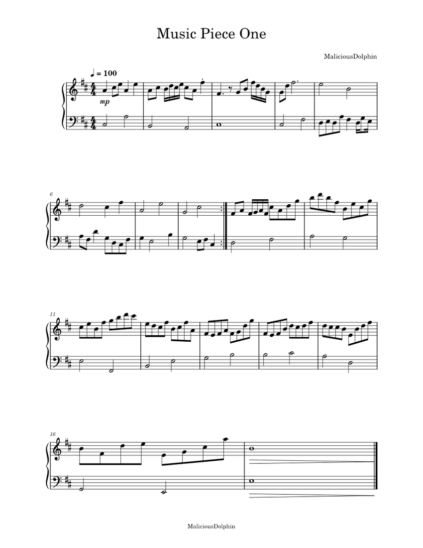 Music Piece One Sheet music for Piano (Solo) Easy | Musescore.com