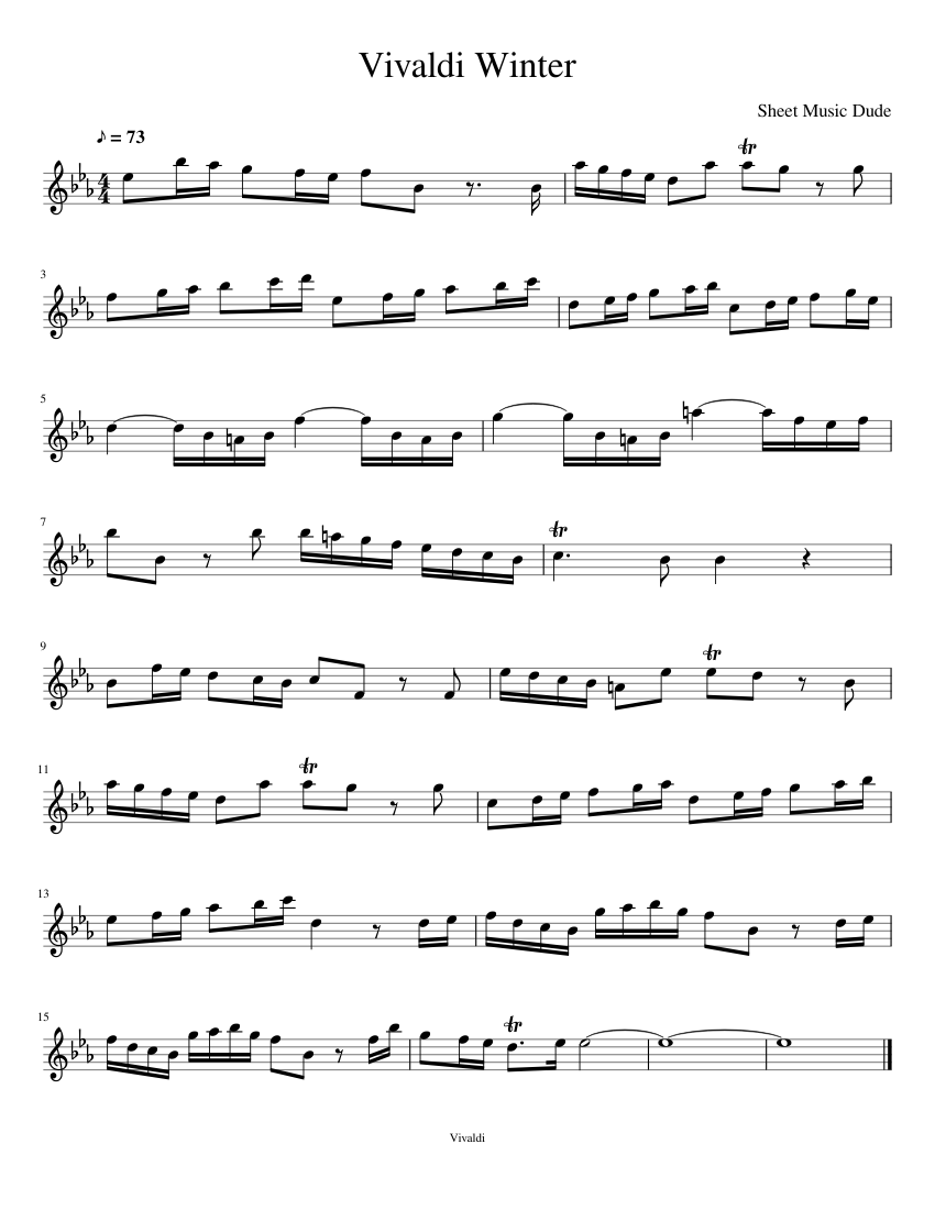 Vivaldi - Winter - Violin Solo Sheet Music for Violin (Solo ...