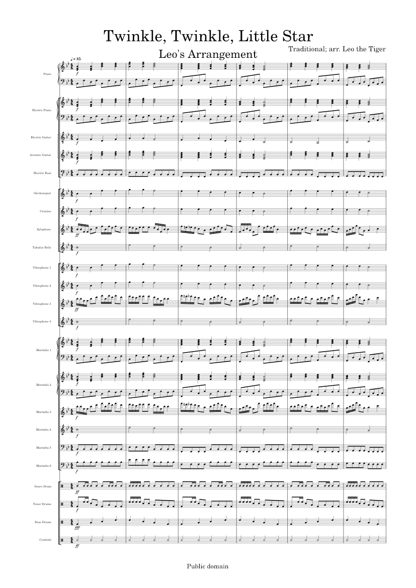 Arrangement: Twinkle, Twinkle, Little Star (ABC Song) Sheet Music for ...