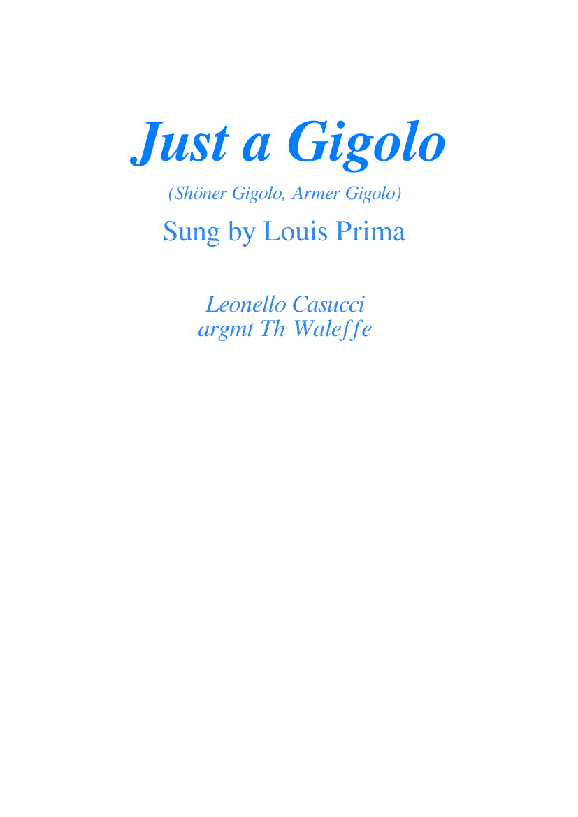 just a gigolo Sheet music for Piano, Trombone, Saxophone alto ...