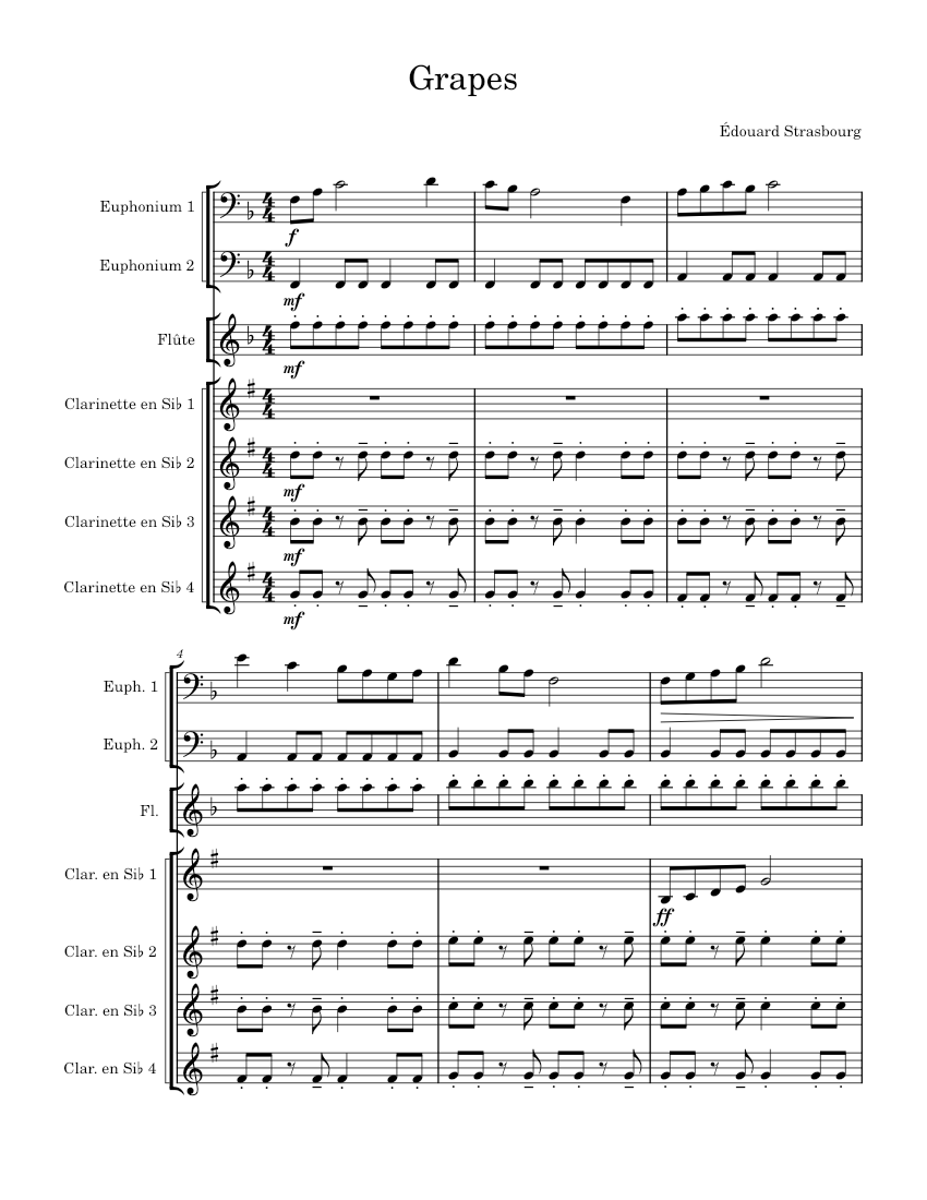 Grapes Sheet music for Tuba, Flute, Clarinet other (Mixed Ensemble ...