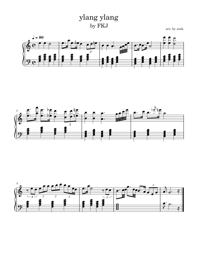 Ylang Ylang – FKJ Sheet Music for Piano (Solo) | MuseScore.com
