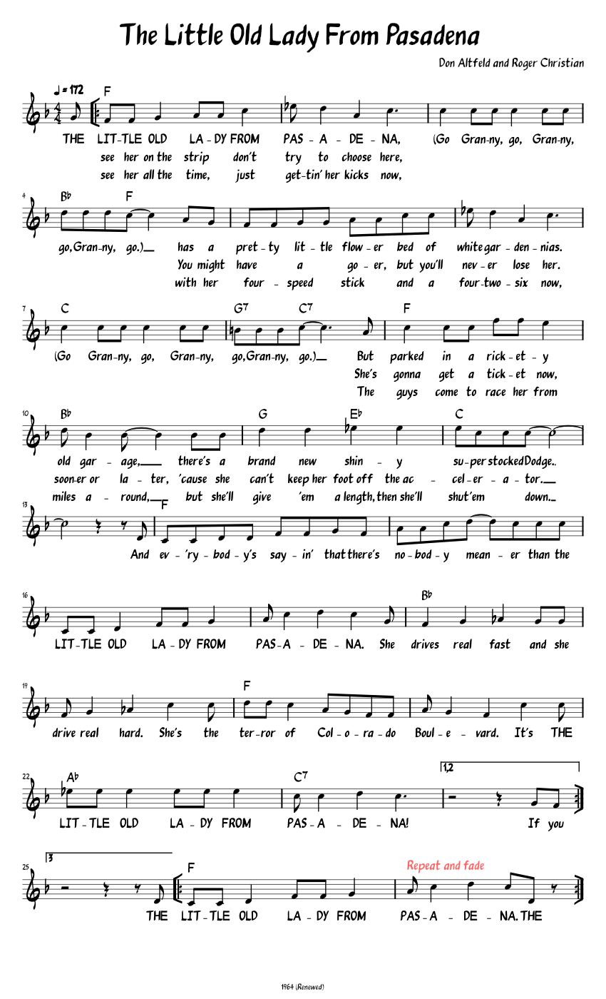 The Little Old Lady (from Pasadena) (Lead sheet with lyrics ) Sheet music for Piano (Solo) Easy ...