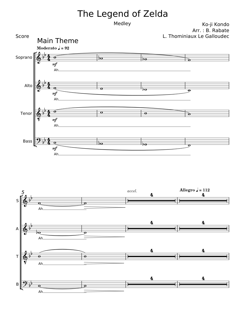 The legend of zelda main theme - Koji Kondo Sheet music for Vocals (Choral) | Musescore.com