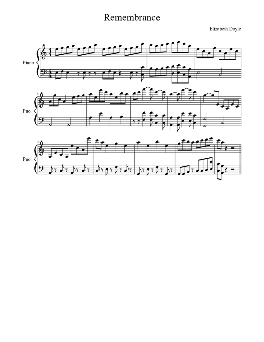 Remembrance Sheet music for Piano (Solo) | Musescore.com