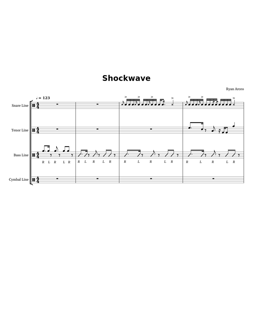 Shockwave - Ryan Arceo Sheet music for Snare drum, Crash, Tenor drum ...