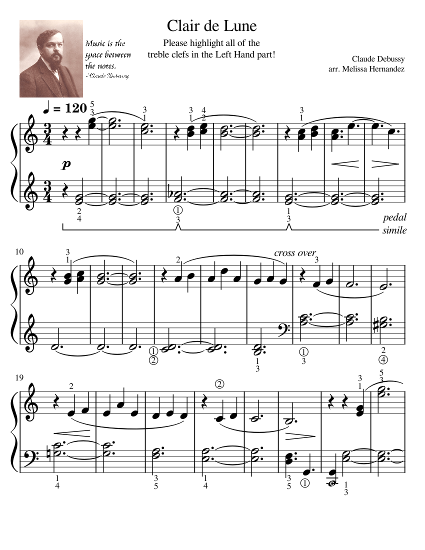 Clair de lune – Claude Debussy Sheet music for Piano (Solo) Easy ...