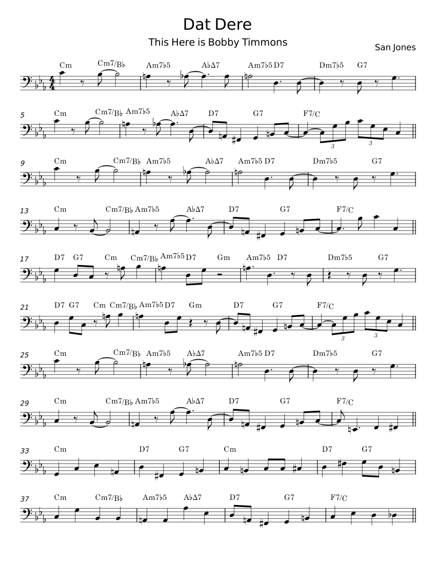 Dat Dere Sheet music for Piano (Solo) Easy | Musescore.com