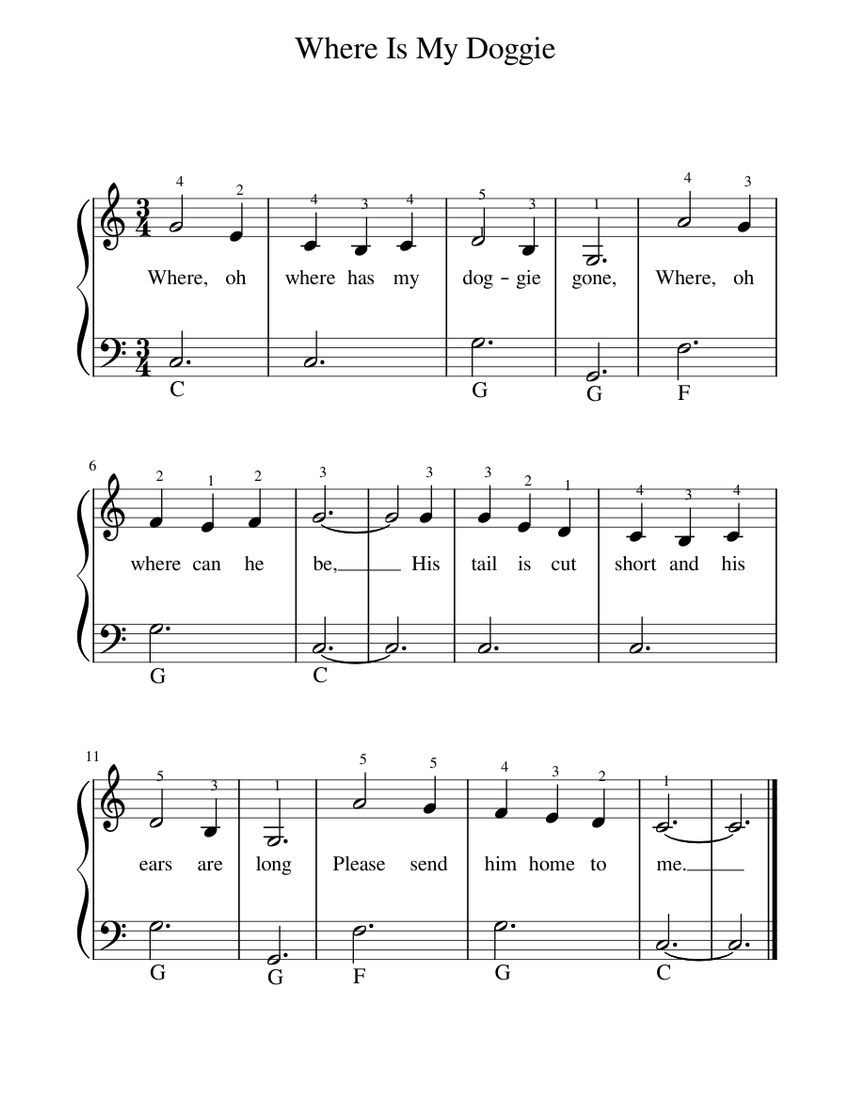 Where Is My Doggie Sheet music for Piano (Solo) Easy | Musescore.com