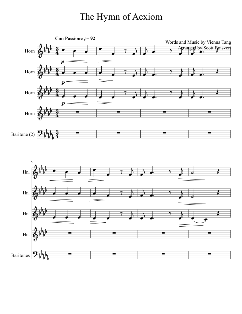 The Hymn of Acxiom Sheet music for Euphonium, French horn (Mixed ...