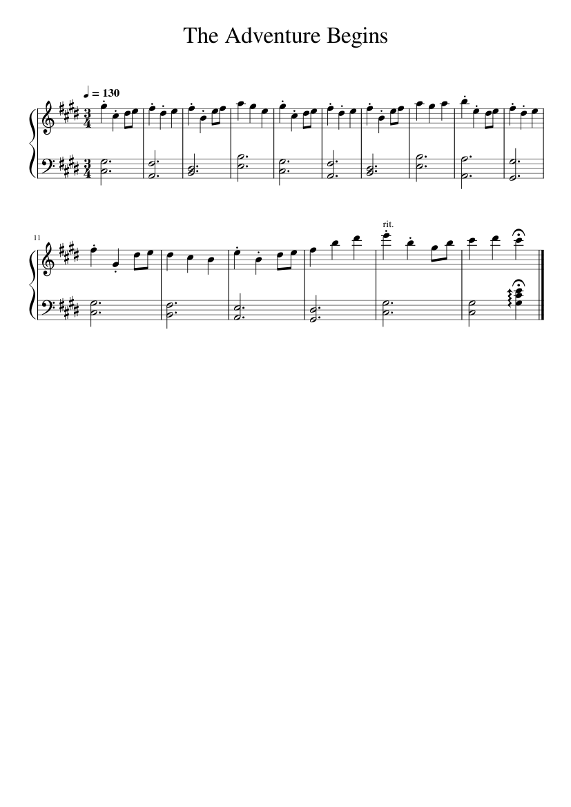 The Adventure Begins Sheet music for Piano (Solo) Easy | Musescore.com