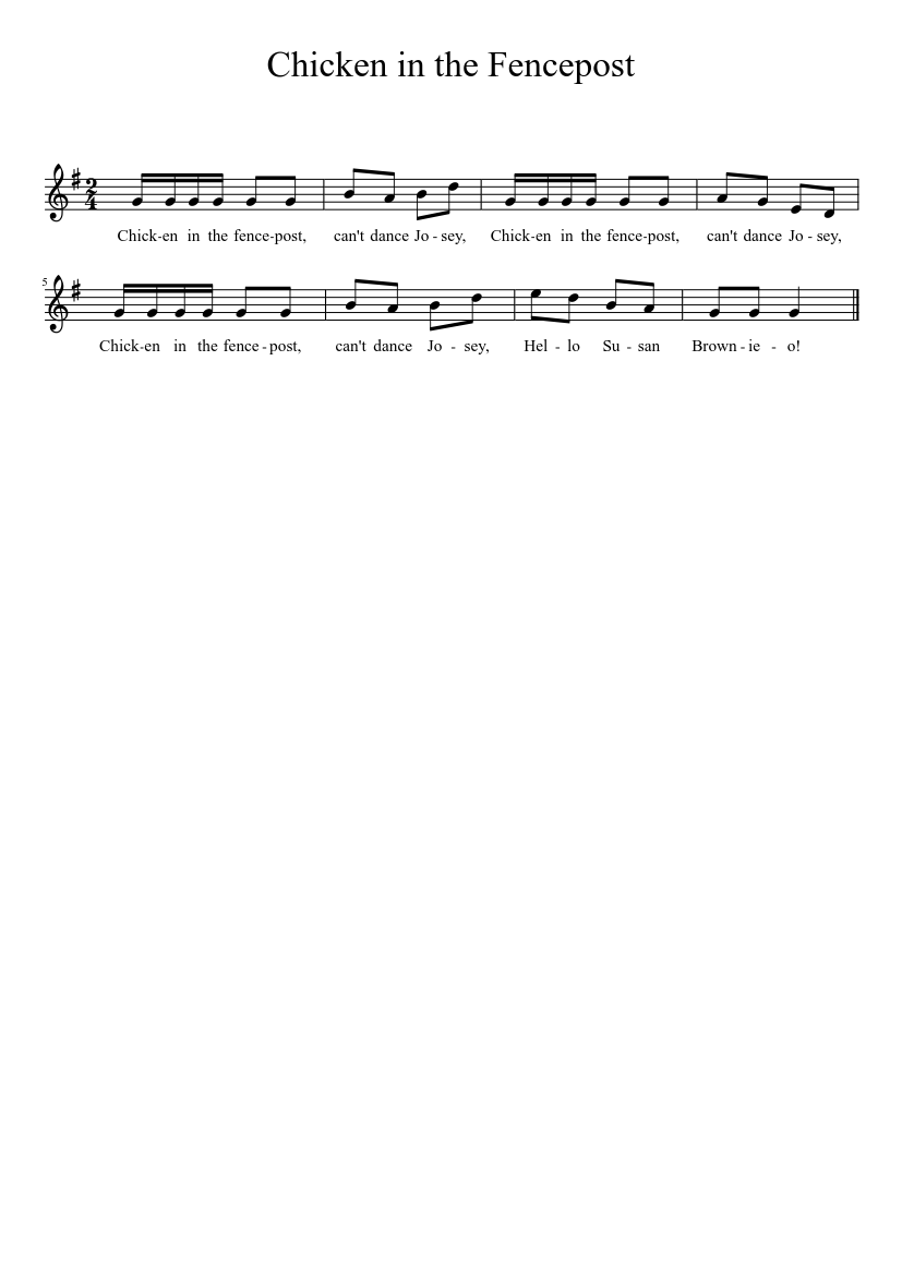 Chicken in the Fencepost Sheet music for Vocals (Solo) | Musescore.com