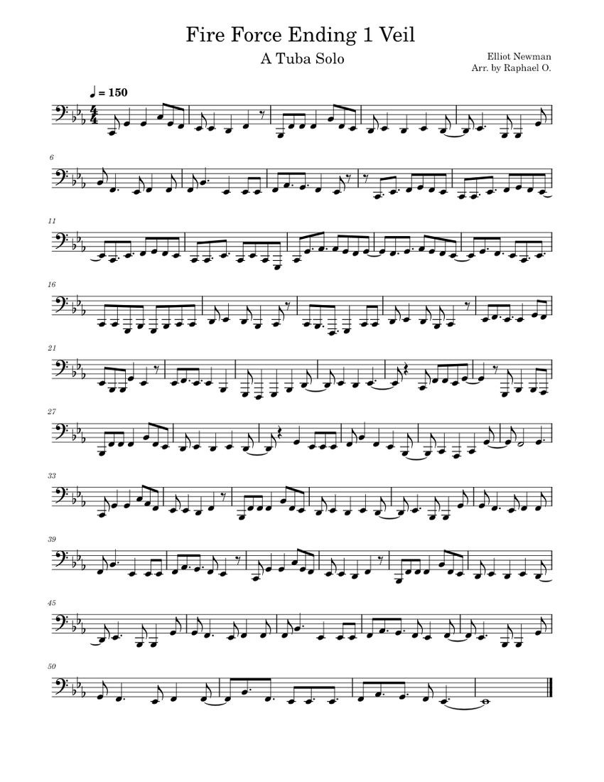 Fire Force Ending Veil Tuba Sheet music for Tuba (Solo) | Musescore.com