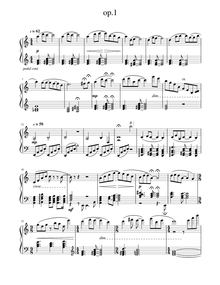 op.1 Sheet music for Piano (Solo) | Musescore.com