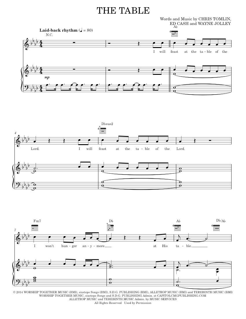 Play Official version of The table Sheet Music by Chris Tomlin for ...