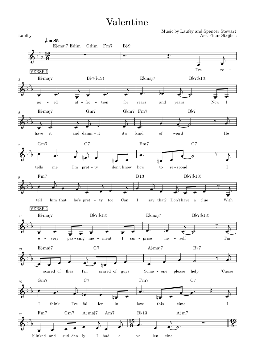 Valentine – Laufey (Leadsheet) Sheet Music with Chords for Synthesizer ...