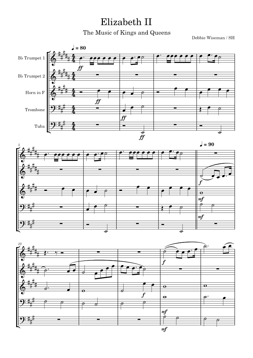 Elizabeth II – Debbie Wiseman Sheet music for Trombone, Tuba, French ...