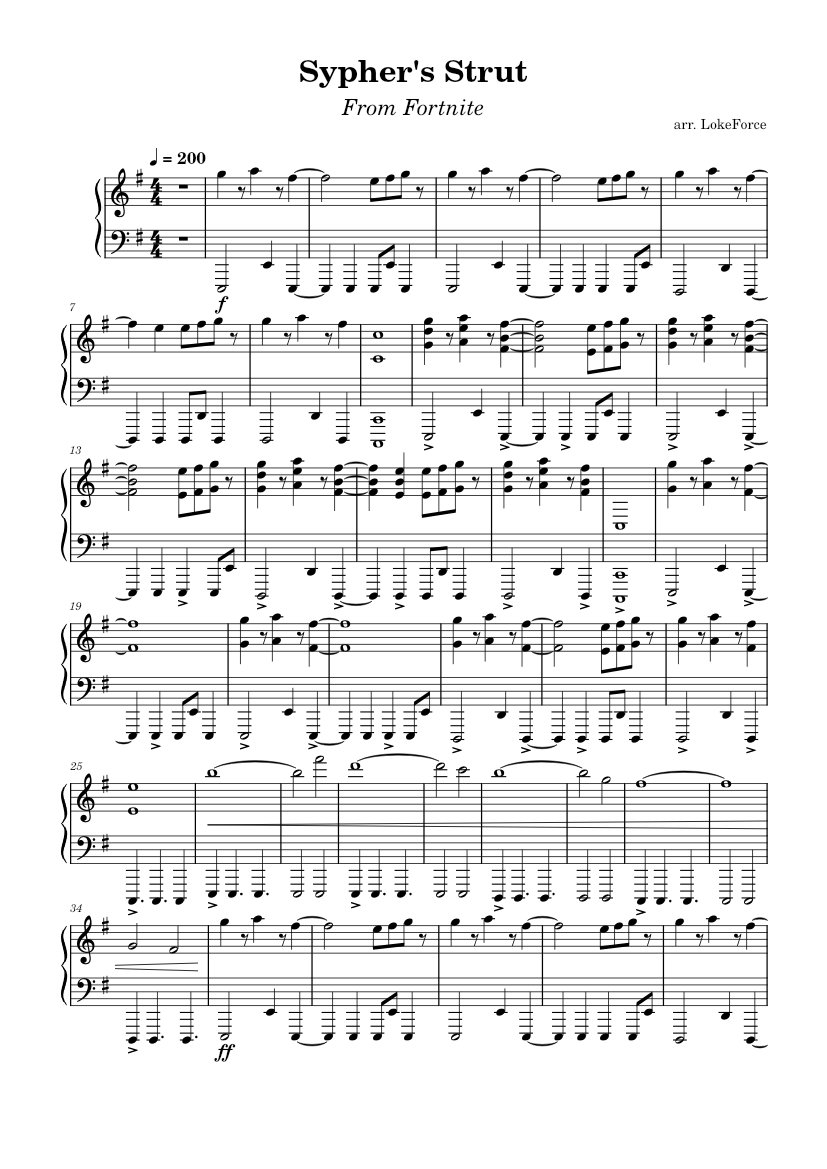 Fortnite - Sypher's Strut Sheet music for Piano (Solo) Easy | Musescore.com