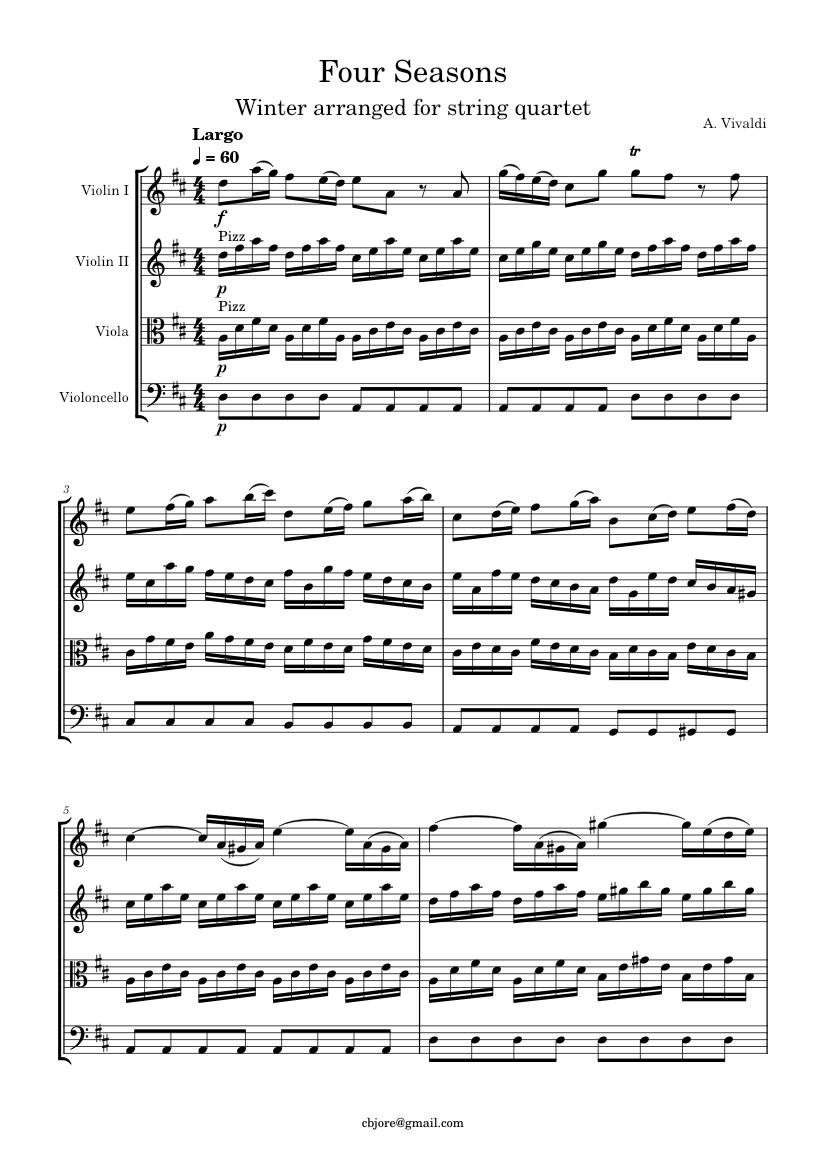The four seasons - winter – Antonio Vivaldi Sheet music for Violin ...