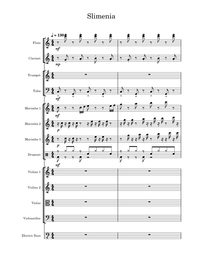 Slimenia Sheet music for Tuba, Flute, Bass guitar, Drum group & more ...