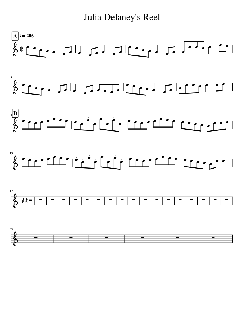 Julia Delaney's Reel [In Progress] Sheet music for Violin (Solo ...