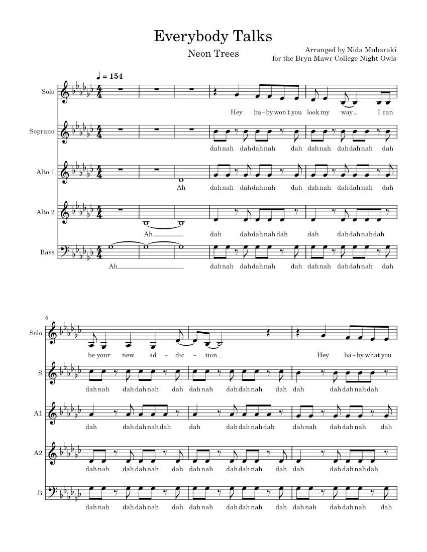 Everybody talks – Neon Trees Sheet music for Piano, Bass guitar (Mixed ...