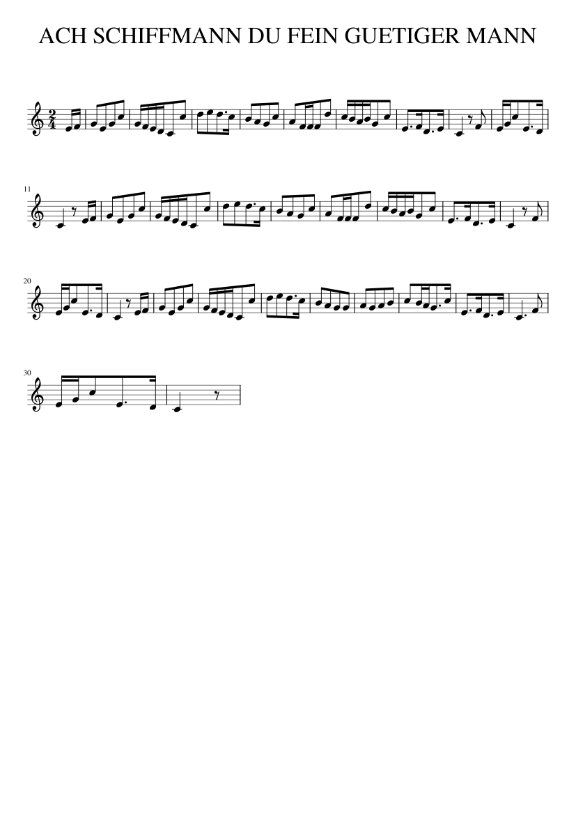 ACH SCHIFFMANN DU FEIN GUETIGER MANN Sheet music for Piano (Solo ...