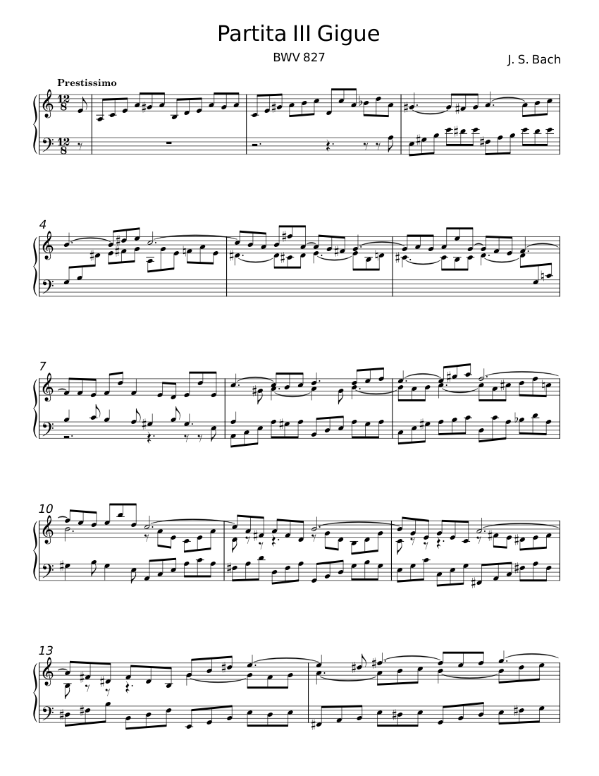Partita in A minor, BWV 827 - Johann Sebastian Bach Sheet Music for ...